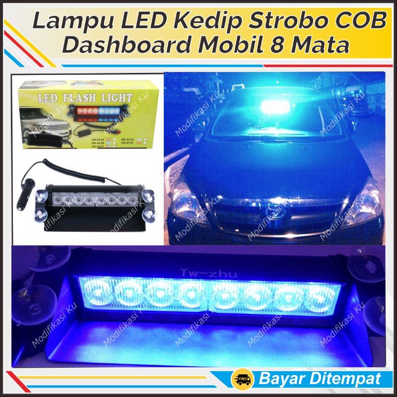 Jual LAMPU LED KEDIP DASHBOARD MOBIL 8 MATA POWER BRIGHT BIRU PATWAL ...