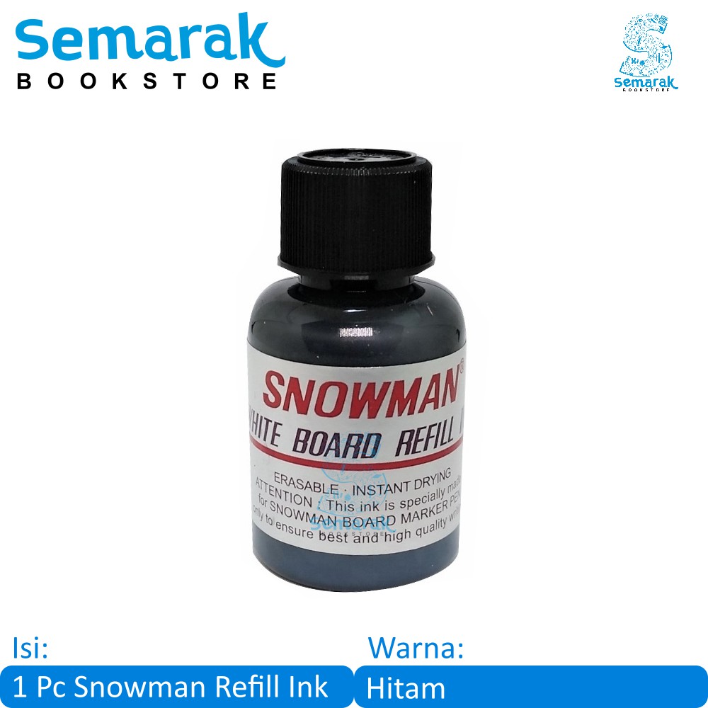 Jual Snowman Refill Ink Isi Tinta Spidol Whiteboard Dapat Dihapus 20 ml ...