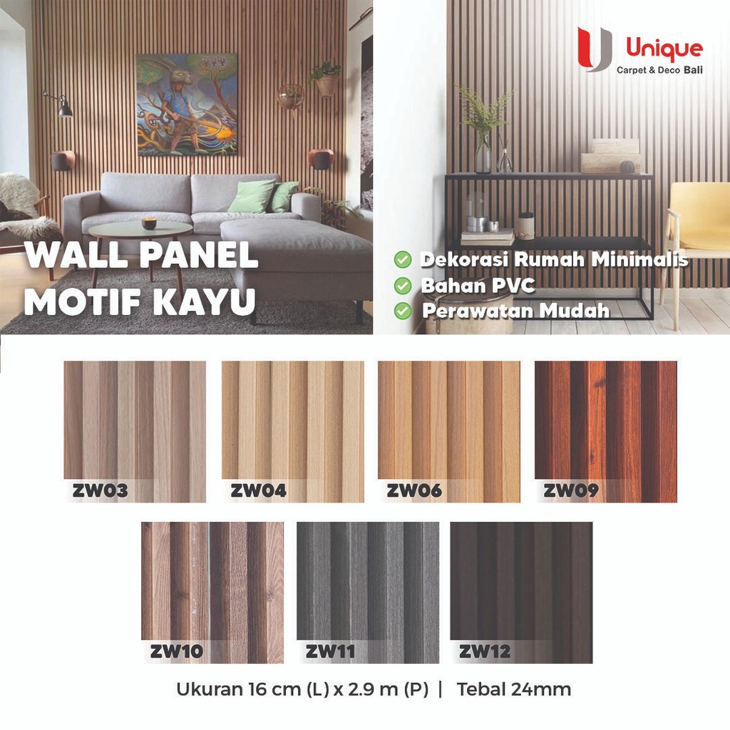 Jual Wall Panel / Wood Panel PVC Motif Kayu / Dekorasi Dinding Panel Kayu / Partisi Kayu 2.9 ...