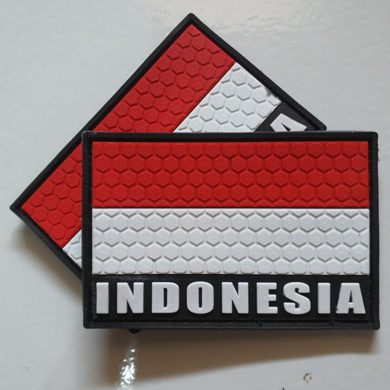 Jual patch rubber logo bendera merah putih indonesia sarang tawon ...