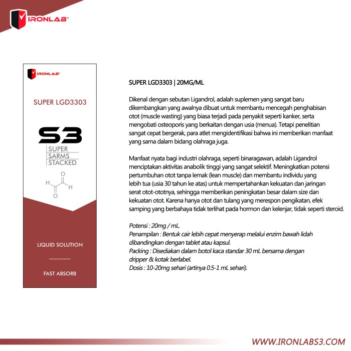 Jual {cantikstore} LIGANDROL LGD 3303 SARM SARMS LIQUID IRONLABS3.COM ...