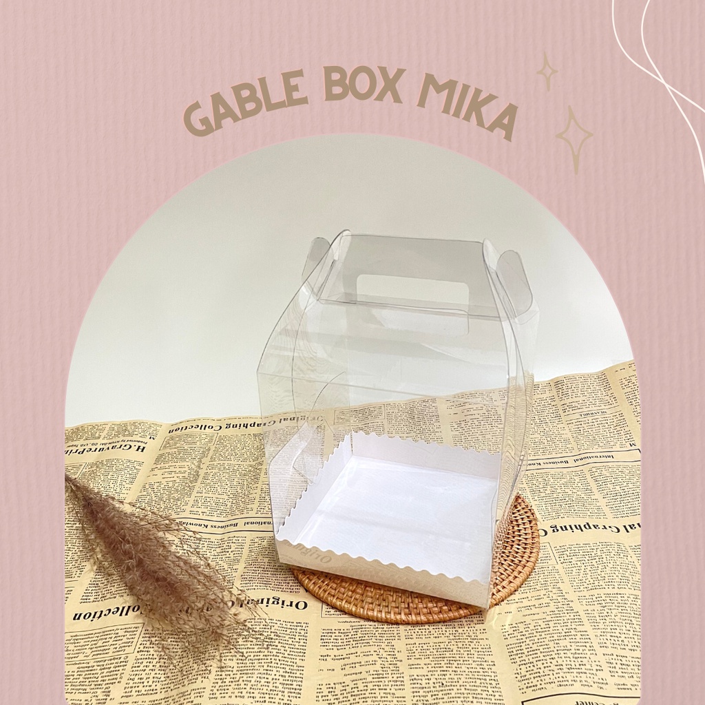 Jual gable box mika bening / transparant korean cake box + tray putih ...