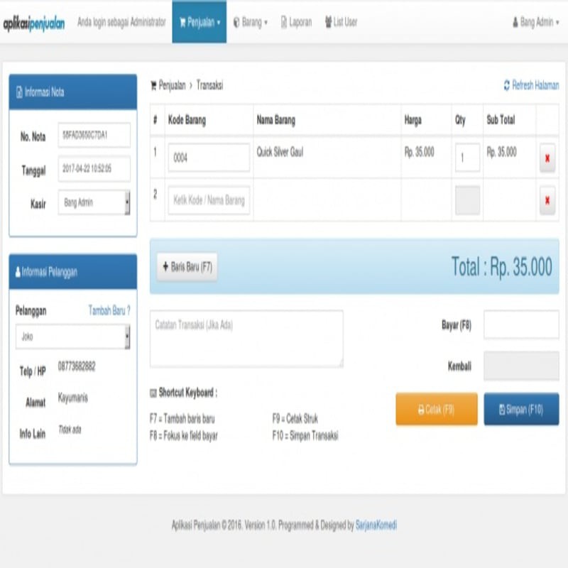 Jual CodeIgniter : Source Code Aplikasi Penjualan (Kasir) | Shopee ...