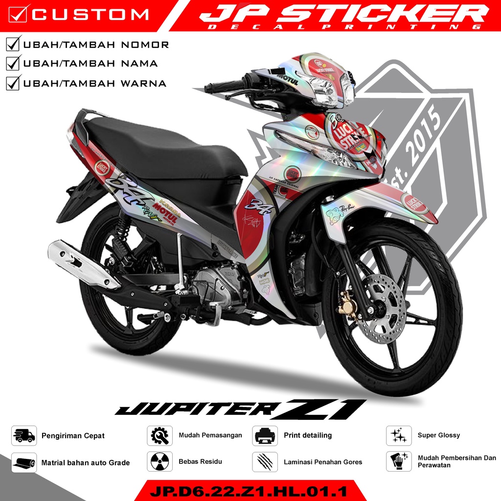 Jual Stiker Decal Yamaha JUPITER Z1 Hologram Pelangi, Chrome Full Body ...