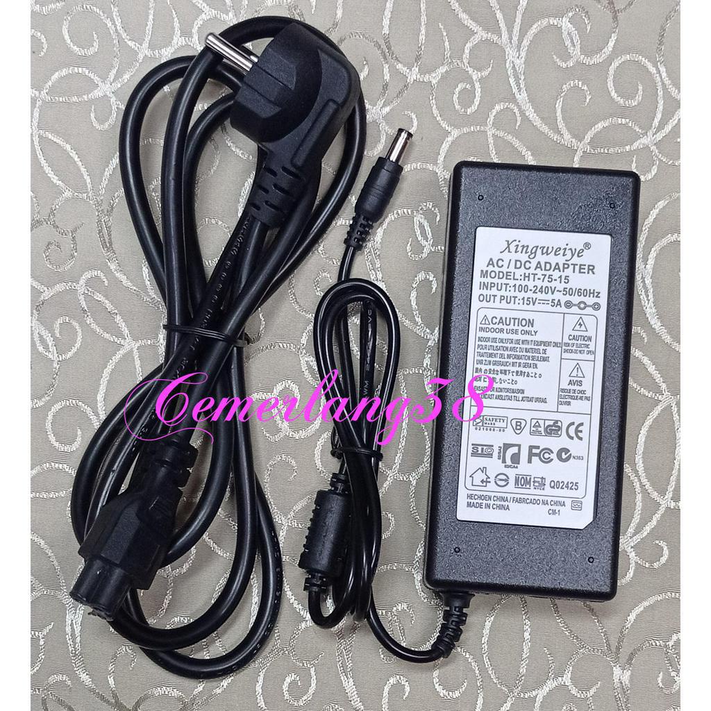 Jual Adaptor CHARGER 15V 5A + kabel power Switching Adaptor 15v 5A ...