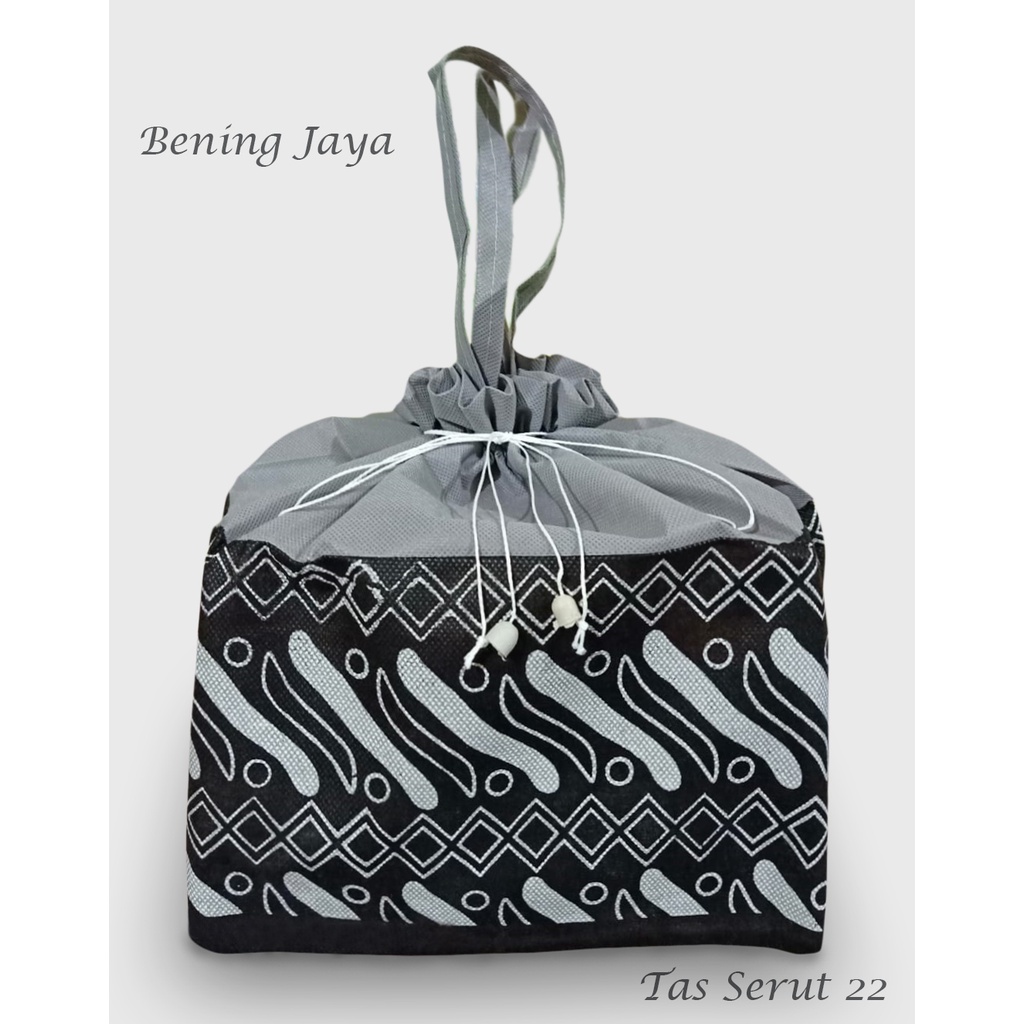 Jual Tas Hajatan Goodie Bag Spunbond Serut 22 Batik SFM Abu2 Hitam ...