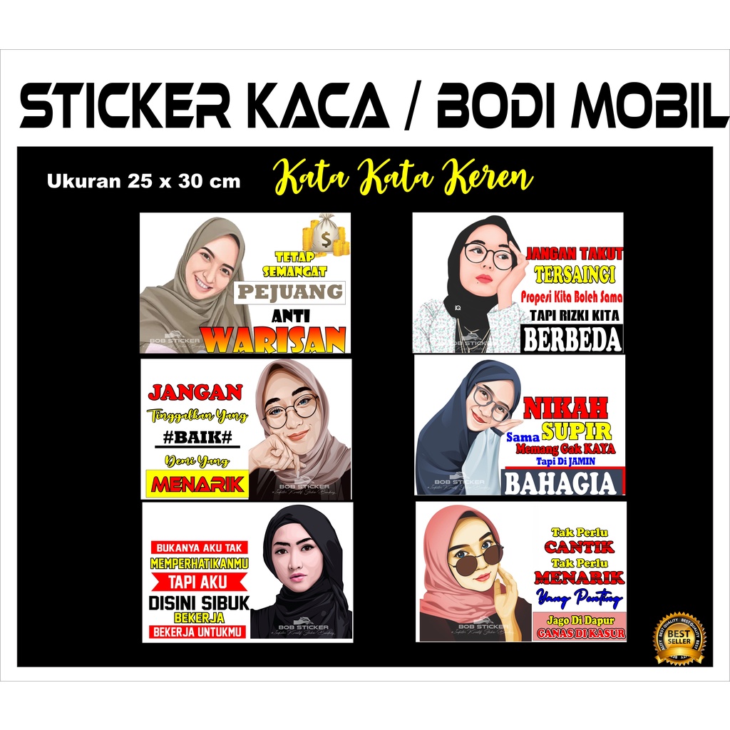 Jual PRINT Stiker Kata Kata keren, sticker kata kata, stiker kaca mobil ...