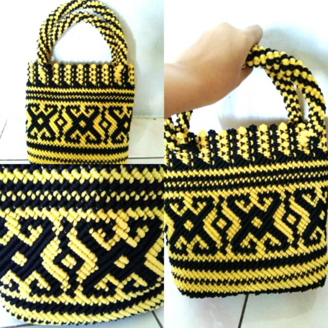 Jual Tas rajut tali kur motif etnik dayak | Shopee Indonesia