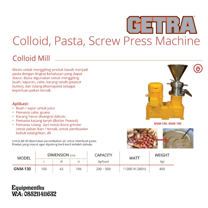 Jual COLLOID MILL MESIN PENGGILING GETRA GNM-130 | Shopee Indonesia