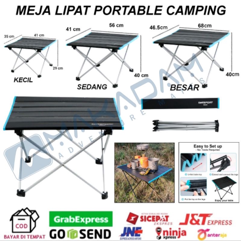Jual meja lipat portable camping piknik outdoor aluminium | Shopee ...