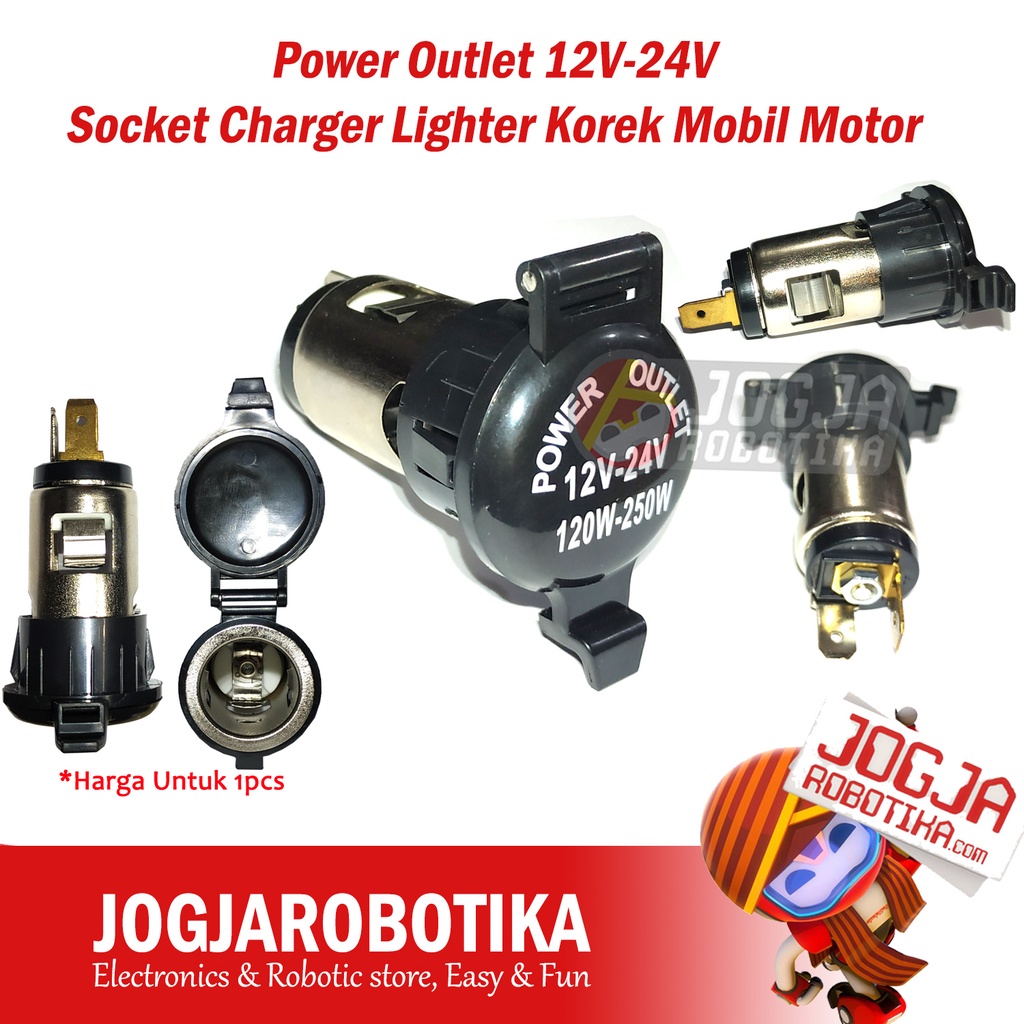 Jual Power Outlet 12V-24V Socket Soket Charger Lighter Korek Mobil ...