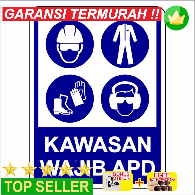 Jual Murah Rambu K3 Kawasan Wajib APD 45cm x 60cm Plat Alumunium Keren ...