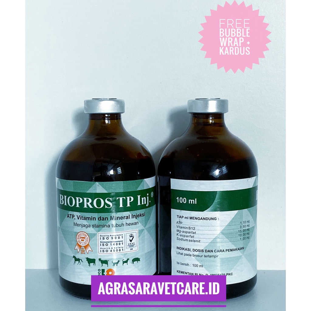 Jual BIOPROS TP INJ. 100 ml - Vitamin Mineral ATP Stamina Sapi Kambing ...