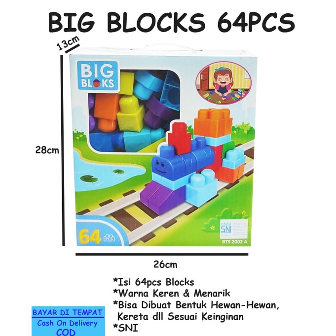 Jual Mainan Balok Ukuran Besar BIG BLOCKS 64PCS - 2002A Compatible ...