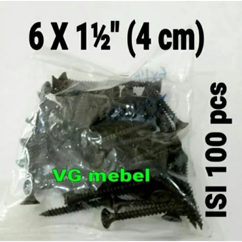 Jual Skrup gypsum 6 X 1½" - Sekrup drywall baja hitam 4 cm...(100 pcs) | Shopee Indonesia