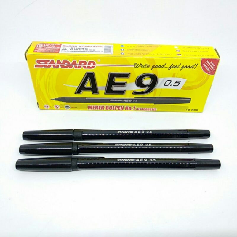 Jual Pulpen Standard AE9 Tinta hitam 0.5mm Harga Per Lusin | Shopee Indonesia