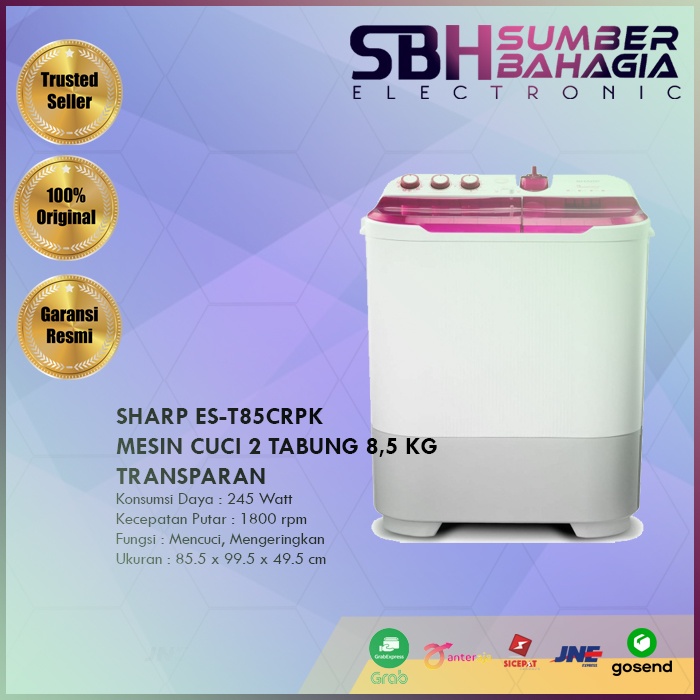 Jual SHARP ES-T85CR MESIN CUCI 2 TABUNG 8,5 KG TRANSPARAN (KHUSUS ...