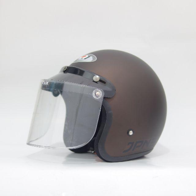 Jual Helm JPN Retro Sparkling dark Coklat Tua Doff Flat Visor Datar ...