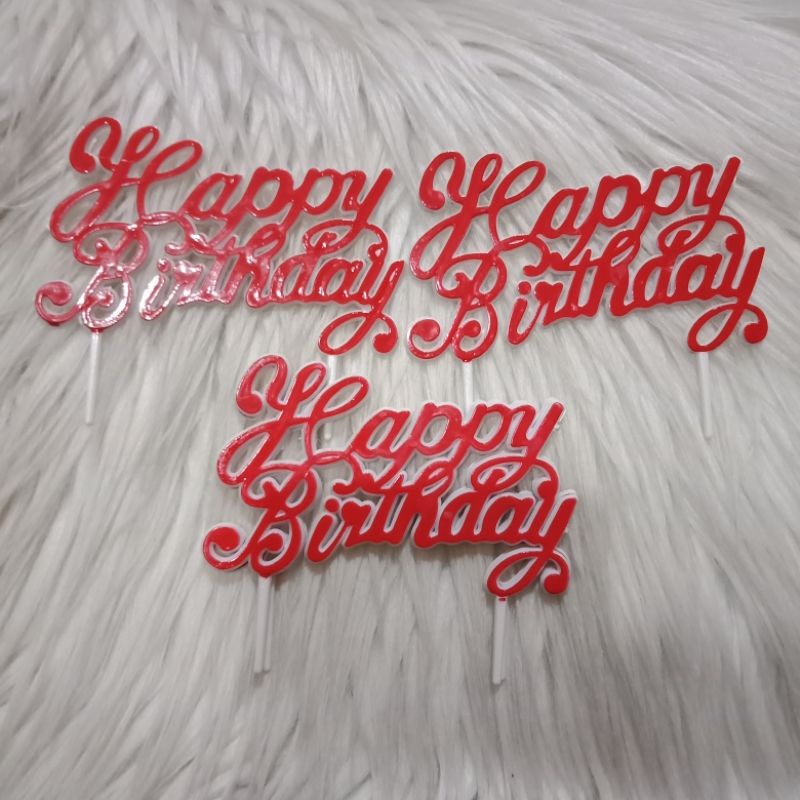 Jual cake topper happy birthday lucu merah | Shopee Indonesia