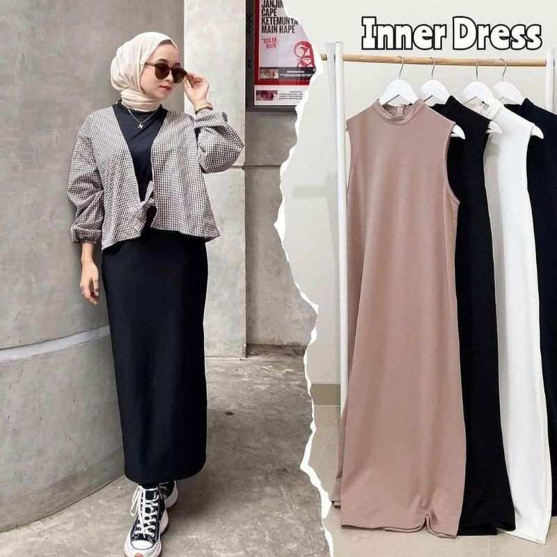 Jual inner dress/dress inner Jersey/inner dress span/long dress tanpa ...