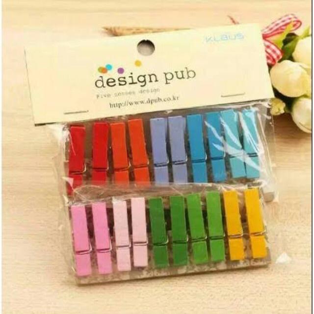 Jual Wooden klip kayu 20pcs plus tali - penjepit foto polaroid - klip ...