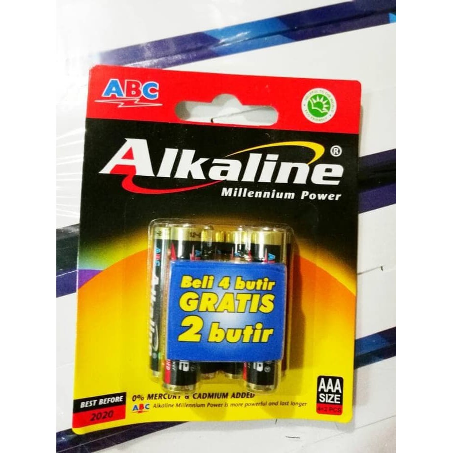Jual (COD) Baterai ABC ALKALINE AAA / A3 6Pcs | Battery ABC ALKALINE 4 ...