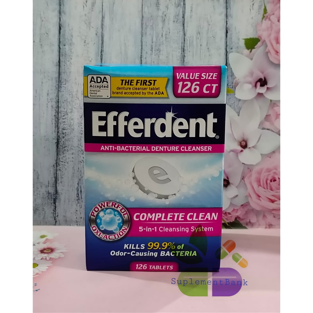 Jual Efferdent Anti Bacterial Denture Cleanser 126 Tablet | Shopee ...