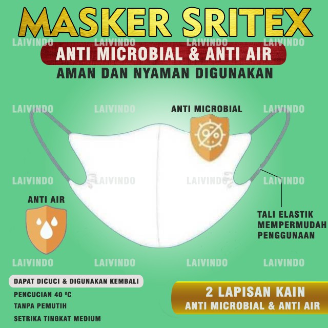 Jual Masker Mulut Bahan Kain SRITEX _ Anti Air Anti Mikrobial Ready ...