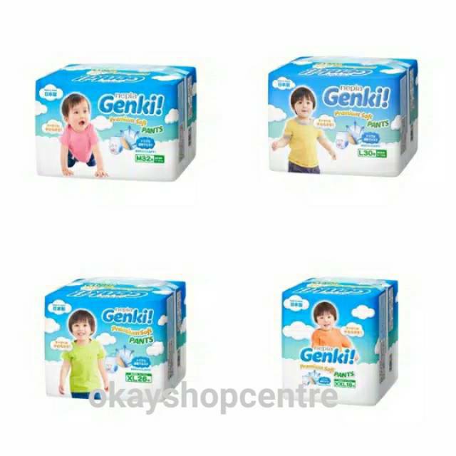 Jual READY STOK!! Genki! Nepia genki premium soft pants M 32 M32 L 30 L30 XL 26 XL26 XXL 18 XXL ...
