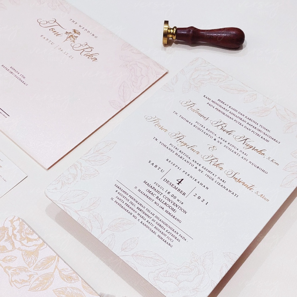 Jual Undangan Pernikahan, Wedding Invitation Card, Floral Leaf | Shopee ...