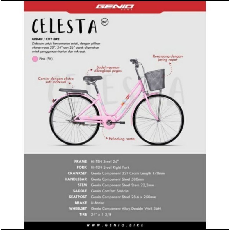 Jual Sepeda Mini 24 26 inch City Bike Genio Celesta | Shopee Indonesia