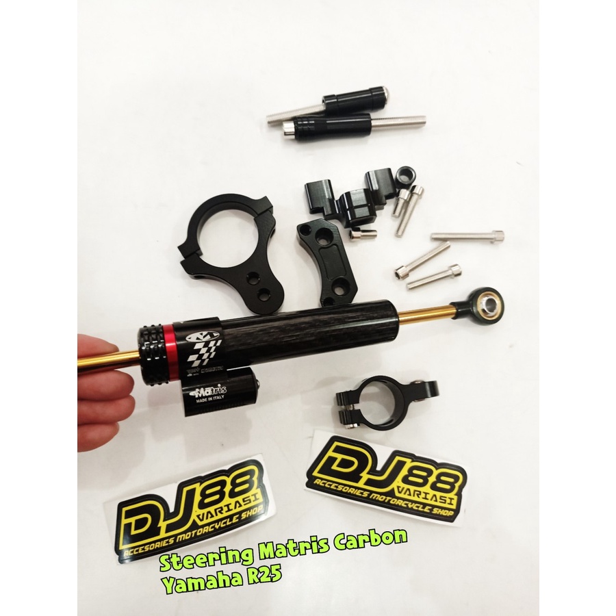 Jual Steering damper R25 MAtris carbon set bracket Stabilizer stang ...