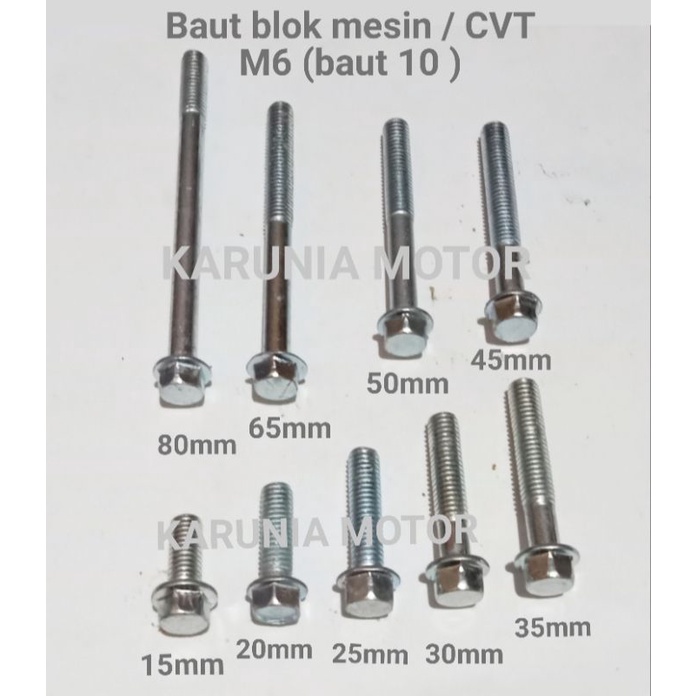 Jual BAUT CVT / BAUT BLOK MESIN / BAUT FLANGE SEGALA UKURAN | Shopee ...
