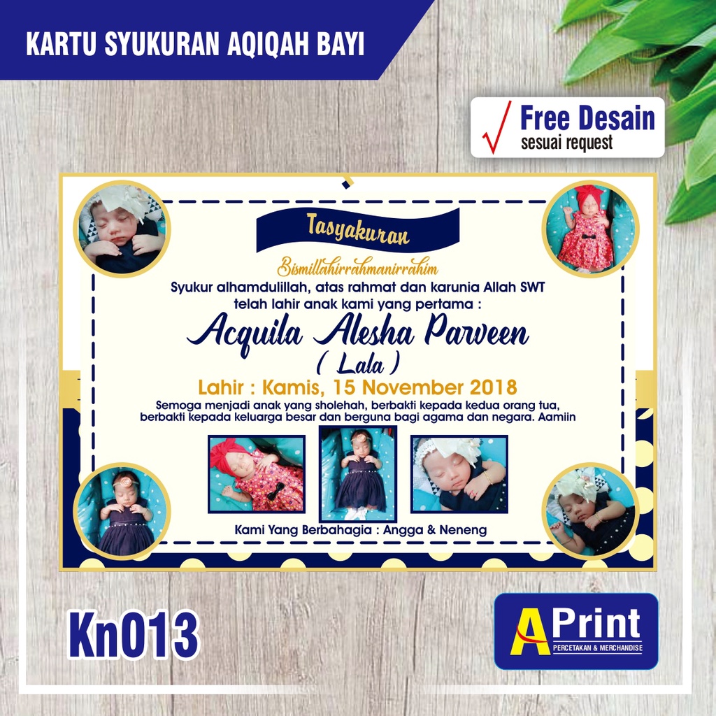 Jual Undangan Aqiqah / Kartu Nasi Aqiqah / Undangan Unik / Undangan ...