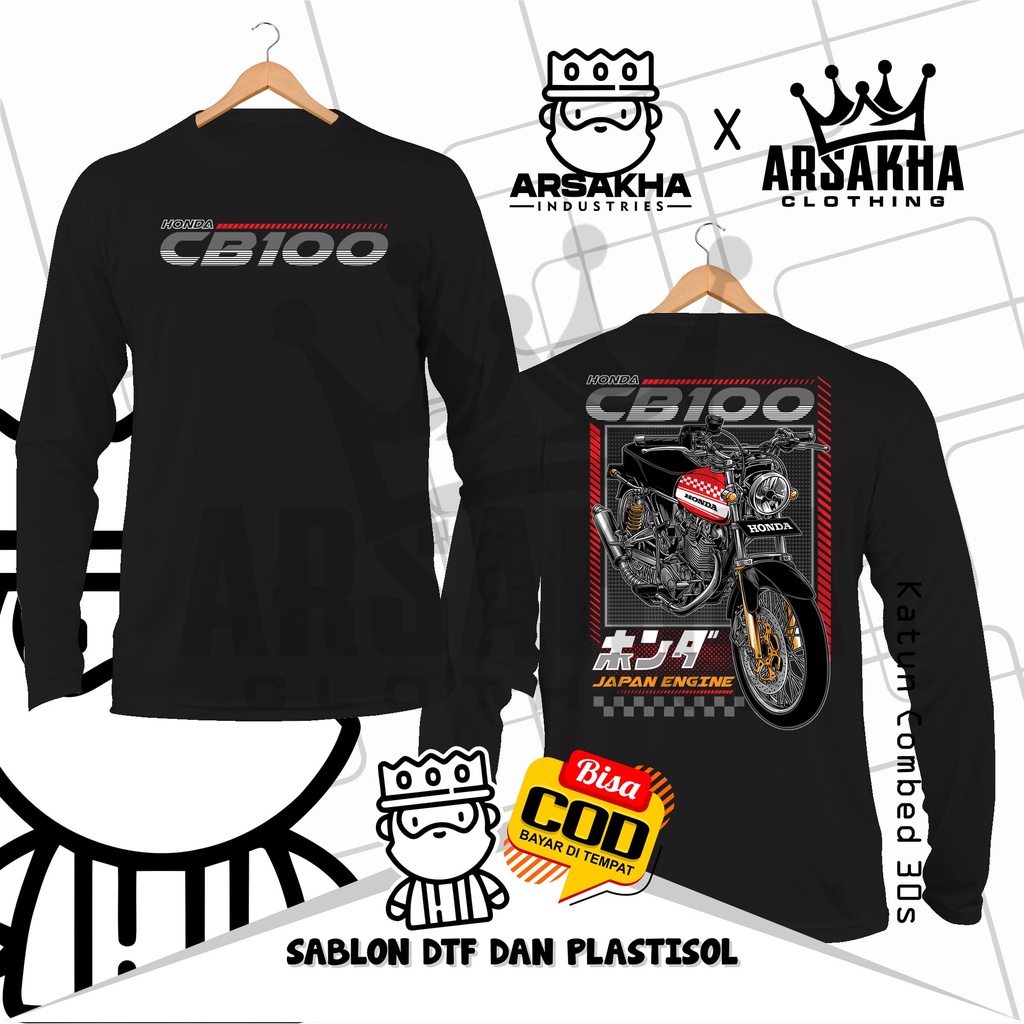 Jual Kaos Lengan Panjang Honda CB100 Japan V2 Engine - Arsakha Industries | Shopee Indonesia