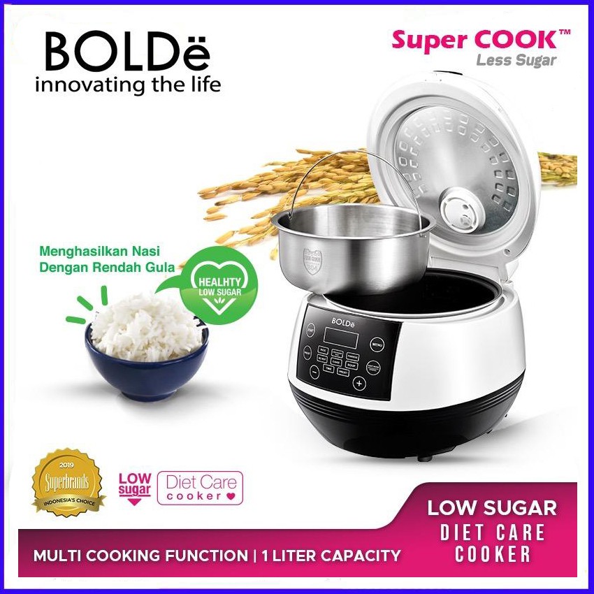 Jual BOLDe Super COOK Less Sugar Rice Cooker 1 Liter Low Carbo 400 Watt ...