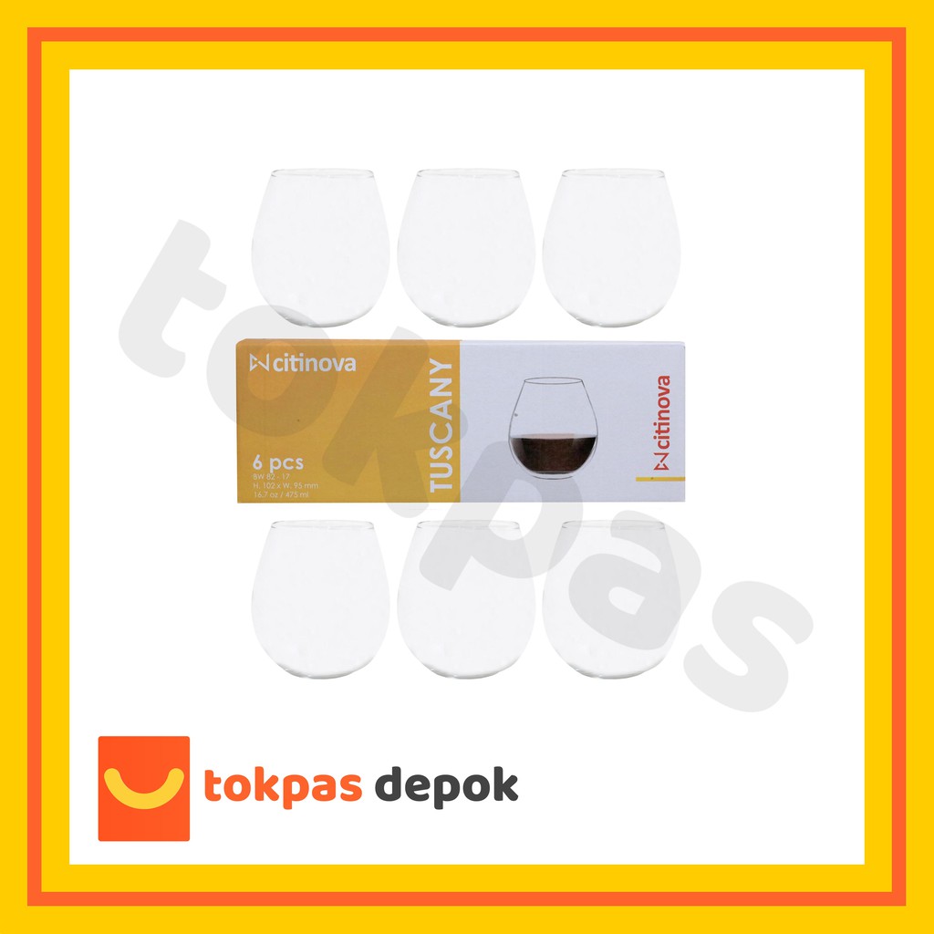 Jual Gelas Kaca Bulat 475 ml SET 6 Pcs Tuscany Citinova BW 82 17 ...