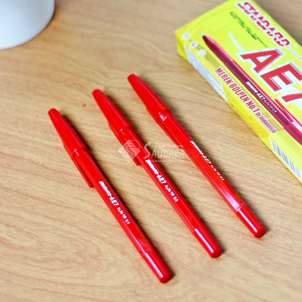 Jual Pulpen Standar AE-7 - Pena Anti Macet - Pen Standard Merah ...
