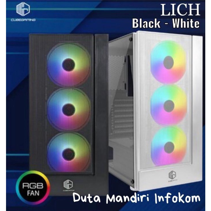 Jual Case Komp Cube Gaming Lich Black - Tempered Glass Atx Gaming Case ...