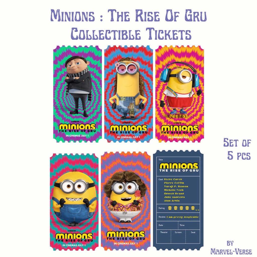 Jual Collectible Tickets Minions The Rise of Gru - Fanmade | Shopee ...