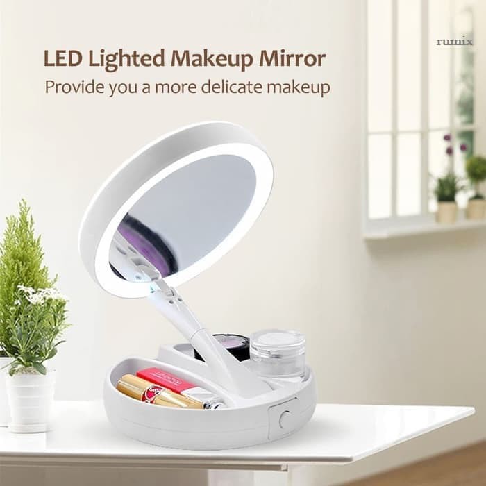 Jual Cermin Lipat Portable LED Kaca Make Up LED Kaca Rias 2 Sisi Mirror ...