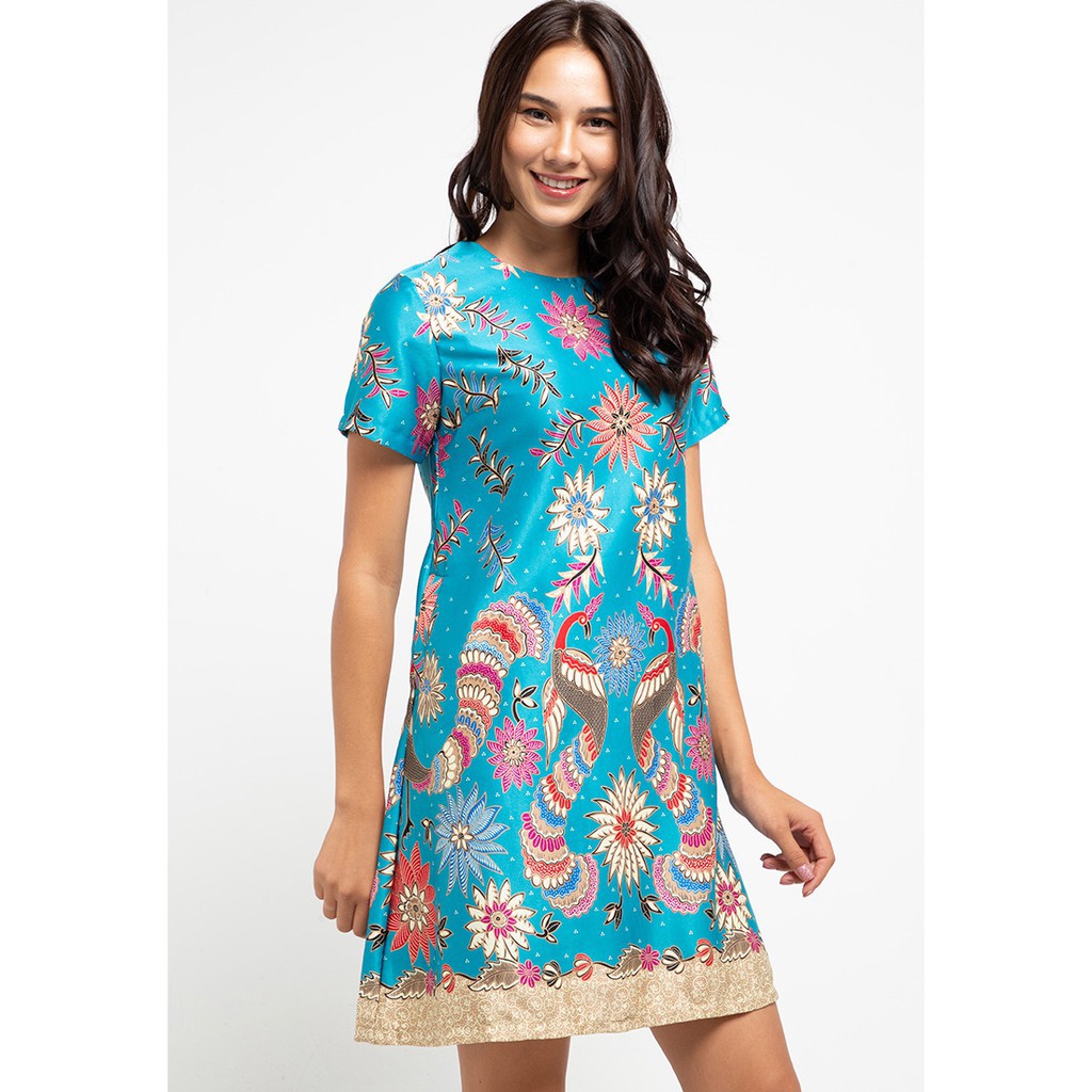Jual Adikusuma - Sackdress Batik Burung Merak - Biru | Shopee Indonesia