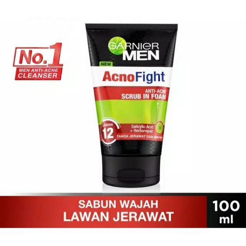 Jual GARNIER Men Acno Fight Anti Acne Scrub In Foam 100ml | Shopee Indonesia
