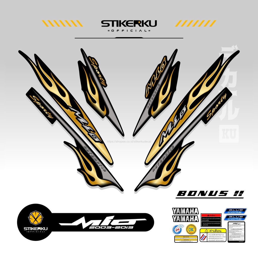 Jual STRIPING MIO SPORTY API / TRIBAL FIRE 2 / DASAR HITAM / STIKER MIO ...