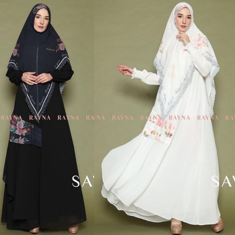 Jual SAVINA SET SPECIAL BLACK AND WHITE EDITION UMROH BY RAYNA | Shopee Indonesia