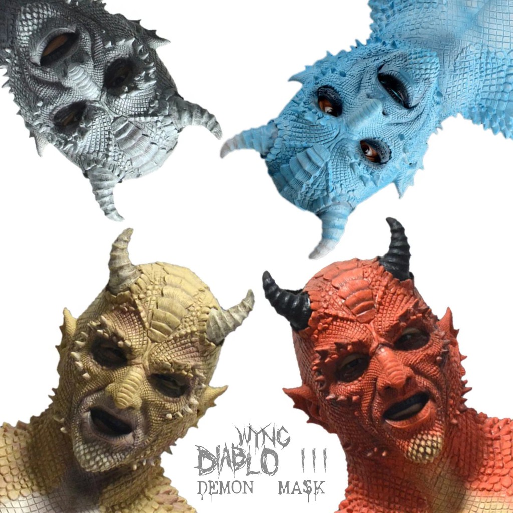 Jual Topeng Iblis Bertanduk Bersisik Naga Demon Horror Lord Diablo ...