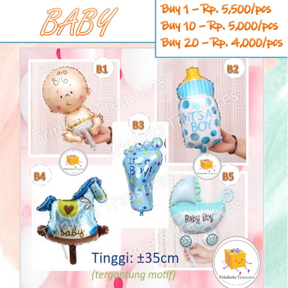 Jual Balon Foil Bayi Baby Shower Balloon Baby Girl Boy pesta anak kids ...