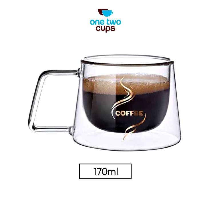 Jual One Two Cups Cangkir Kopi Anti Panas Double-Wall Glass Dome 170ml | Shopee Indonesia