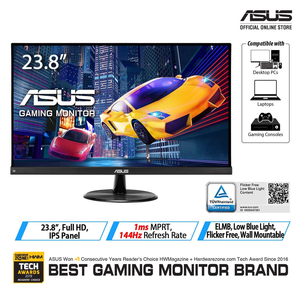 Jual ASUS VP249QGR Gaming Monitor – 23.8 inch, Full HD, IPS, Frameless ...