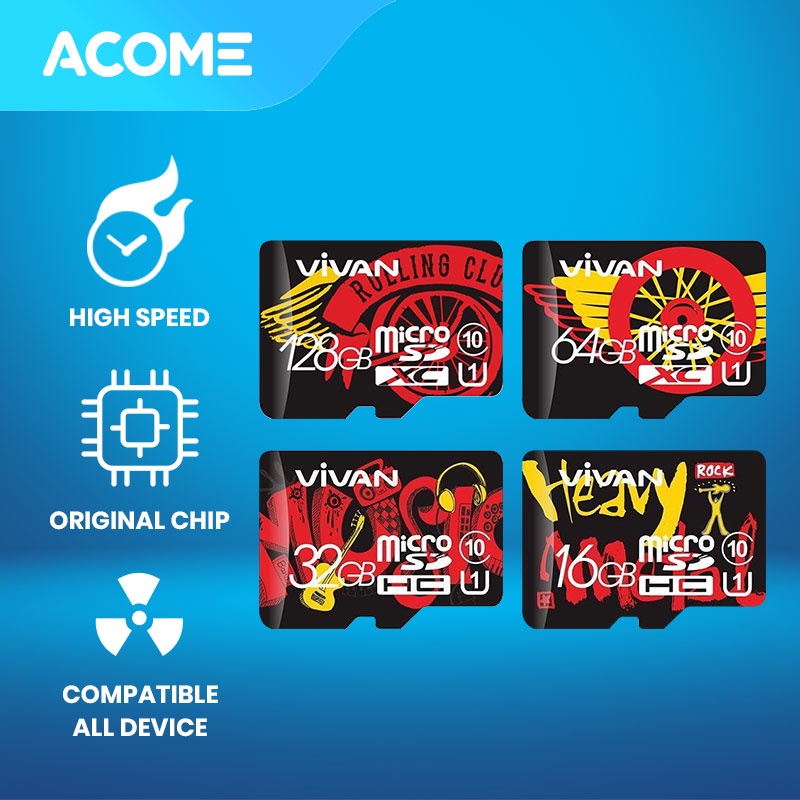 Jual Vivan V32U10 V64U10 V128U10 32GB 64GB 128GB Class 10 Micro SD TF ...